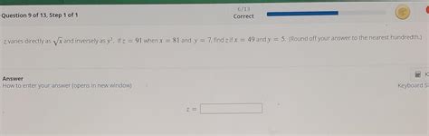 solved z varies directly as x and inversely as y3 if z 91