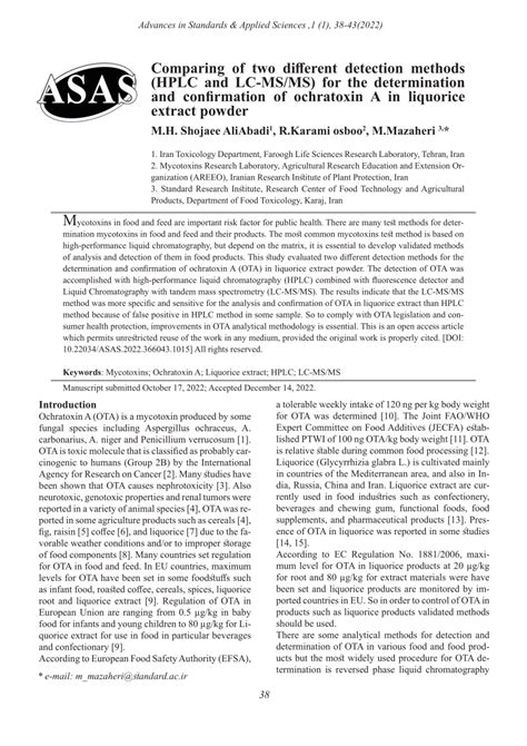 Pdf Comparing Of Two Different Detection Methods Hplc And Lc Msms