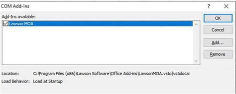 Lawson Add Ins Error ExcelDrill Xla Could Not Be Found