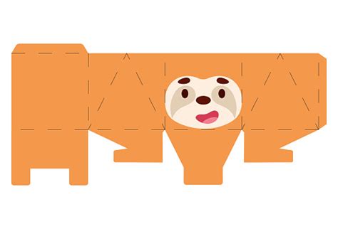 과자 사탕 작은 선물 빵집을 위한 파티 호의 상자 나무늘보 디자인 패키지 템플릿 어떤 목적을 위한 훌륭한 디자인 생일 베이비 샤워 할로윈 크리스마스 벡터 스톡 일러스트레이션