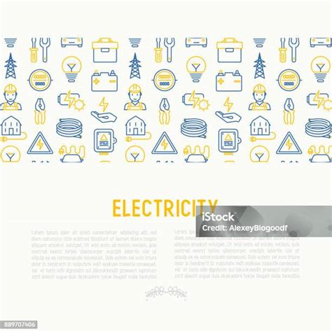 얇은 선 아이콘 전기 개념 전기 전구 철 탑 도구 상자 케이블 전기 자동차 손 태양 전지 배너 웹 페이지 인쇄 매체에 대 한 벡터 일러스트 가정 생활에 대한 스톡 벡터 아트