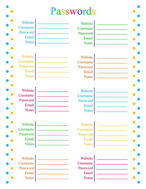 Free Printable Password Keeper Printable Templates