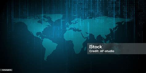 binary background with world map stock illustration download image