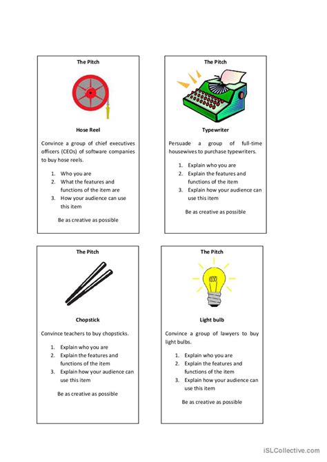 Product Pitch English ESL Worksheets Pdf Doc