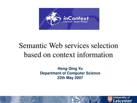ppt semantic web services selection based on context information