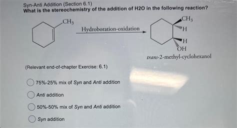 Solved Syn Anti Addition Section What Is The Chegg