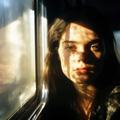 Premium Photo Portrait Of A Young Woman On A Train