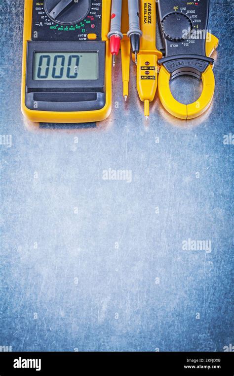 Collection Of Digital Clamp Meter Electrical Tester Multimeter On