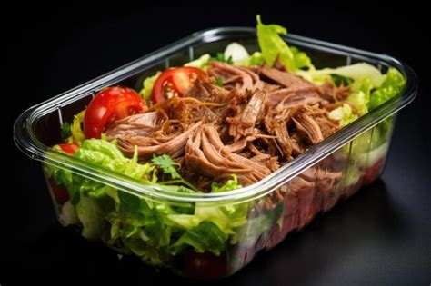 Premium Ai Image Salad And Doner Kebab In Plastic Container