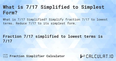 What Is 7 17 Simplified To Simplest Form Calculatio