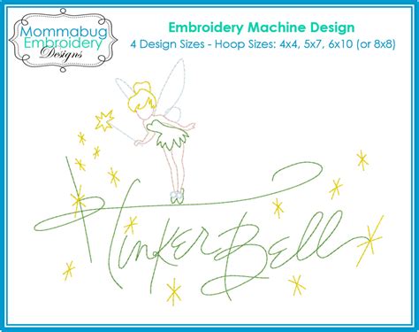 Tinkerbell Autograph Signature Digital Embroidery Machine Etsy