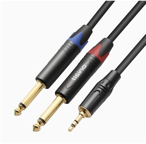 Tisino 18 To 14 Stereo Cable 18 Inch Trs Stereo To Dual 14 Inch Ts