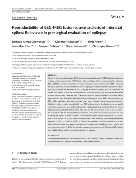 Pdf Reproducibility Of Eeg Meg Fusion Source Analysis Of Interictal