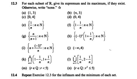 Solved 123 For Each Subset Of R Give Its Supremum And Its