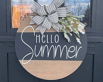 Hello Summer Door Hanger Front Door Decor Summer Door Sign Summer Decor