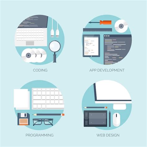 Premium Vector Vector Illustration Flat Computing Backgrounds Set