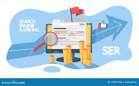 search engine ranking concept evaluate web page stock vector