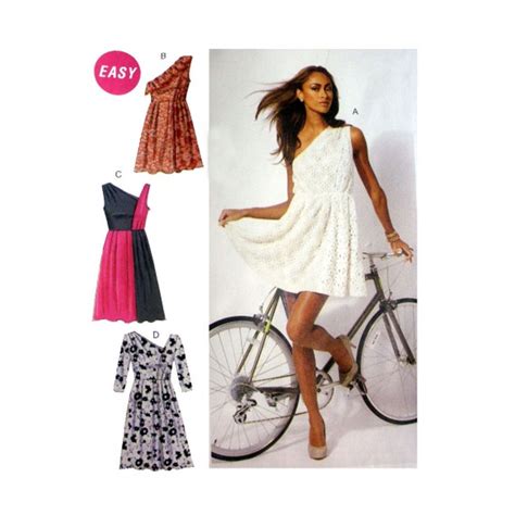 Womens One Shoulder Dress Sewing Pattern Misses Plus