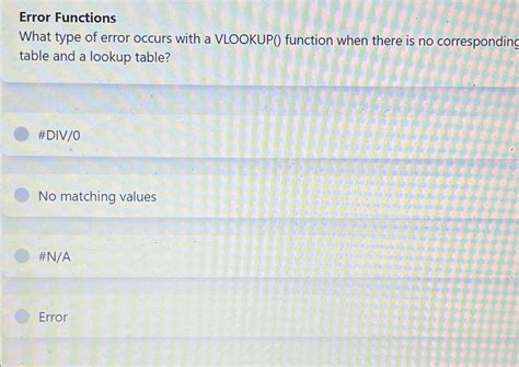 Solved Error Functionswhat Type Of Error Occurs With A