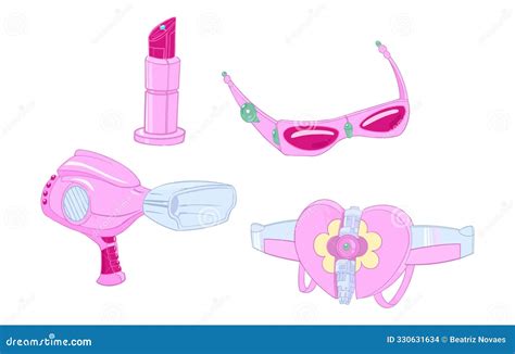 Totally Spies Gadgets Icons Series Animated Cartoon Inspired Vector