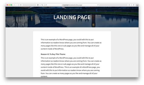 full width responsive featured image with page title overlay on landing
