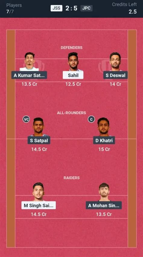 Jss Vs Jpc Dream11 Prediction Todays Match 60 Starting 7s Head To
