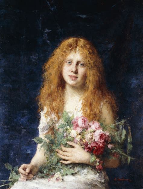 A Fair Rose By Alexei Alexevich Harlamoff Fine Art Print