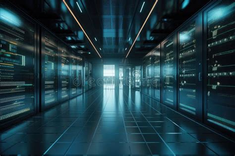 Data Center Filled With Humming Servers And Buzzing Lights Stock Image Image Of Humming