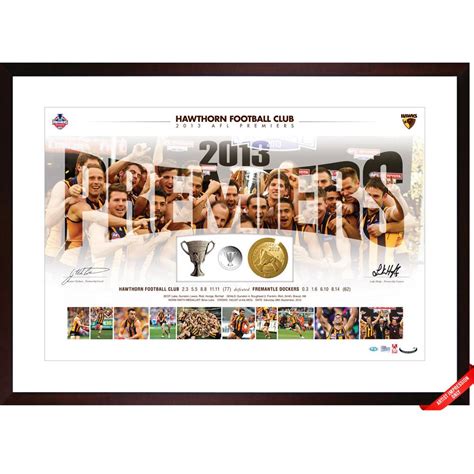 Hawthorn Hawks 2013 Afl Premiership Signed And Framed Coin Collection