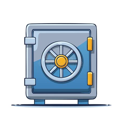 Illustration Of A Blue And Silver Metal Safe With A Round Combination