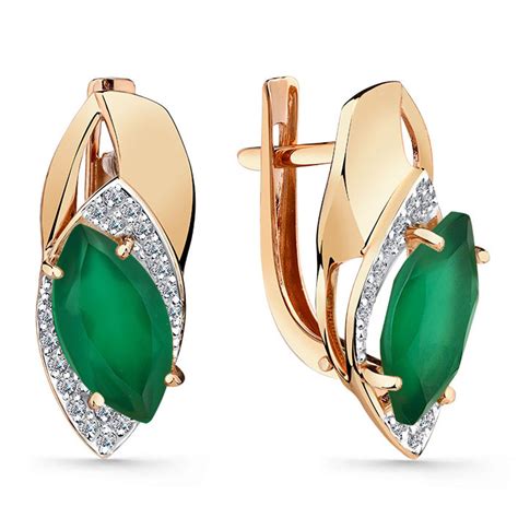Серьги, Золото, Красный, 585, Агат/друза агата, MAGIC STONES, 02-3-533 ...