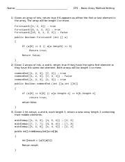 CP2 Aim 21 Writing Array Methods Docx Name CP2 Basic Array