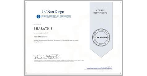 Completion Certificate For Data Structures Bharath S