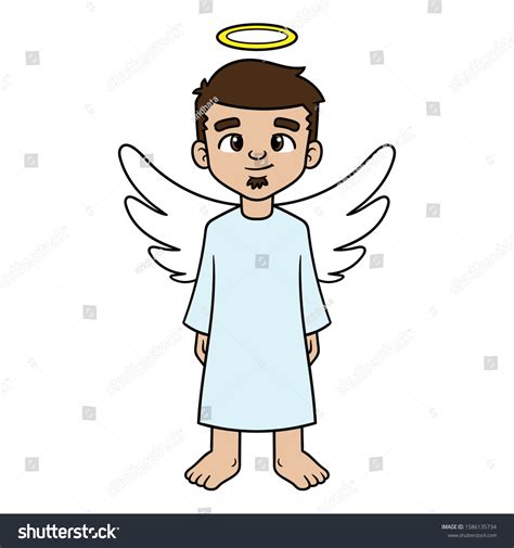 Cartoon Adult Male Angel Character Illustration Vector De Stock Libre