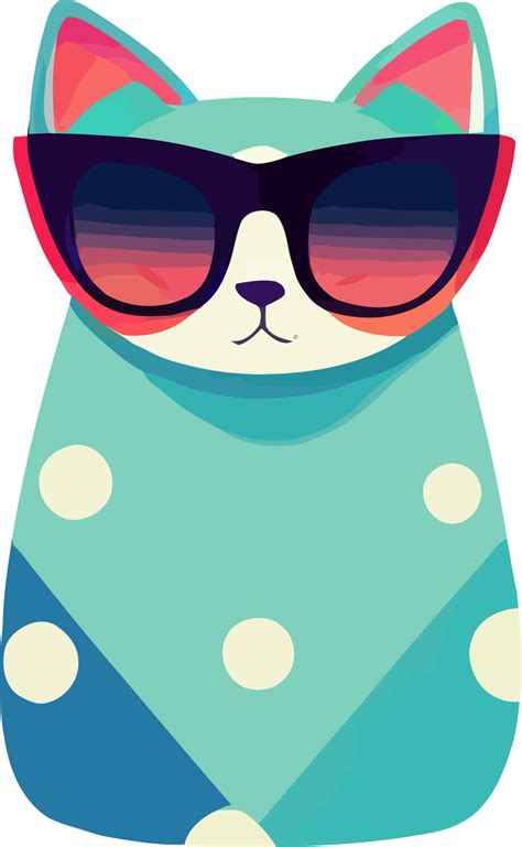 Illustration Graphic Of Cat Wearing Sunglasses Isolated Perfect For