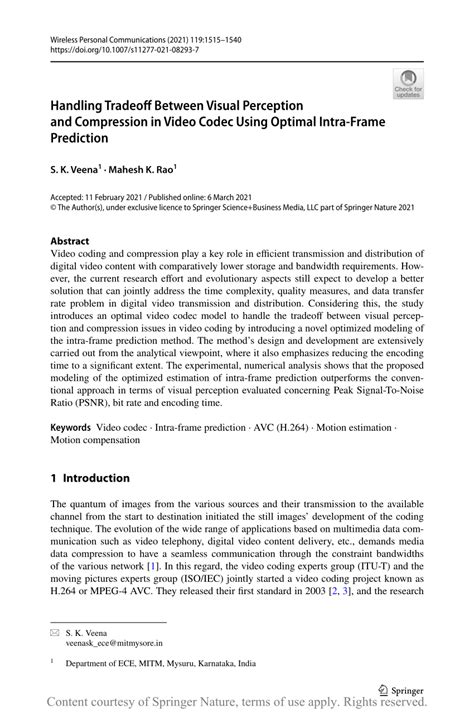 Handling Tradeoff Between Visual Perception And Compression In Video Codec Using Optimal Intra