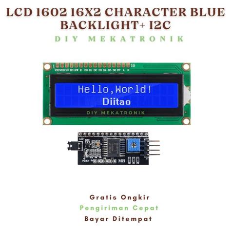 Jual LCD 16x2 Biru SPI I2C For Arduino 1602 Blue Backlight Kota Bandung DIY Mekatronik