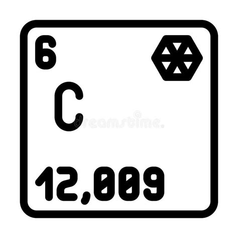 Carbon Chemical Element Line Icon Vector Illustration Stock