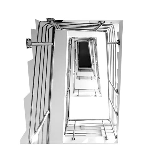 Premium Photo Empty Internal Staircase With A Metal Railing Going