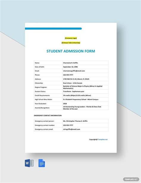 University Form Templates 12 Docs Free Downloads Template Admission