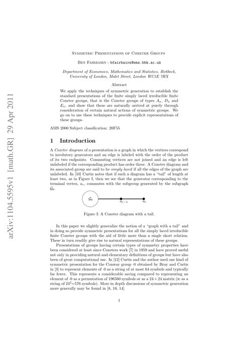 Pdf Symmetric Presentations Of Coxeter Groups