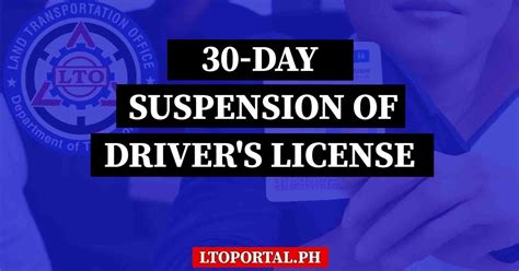 A 30 Day Suspension Of Drivers License Shall Be Imposed If Lto Portal Ph