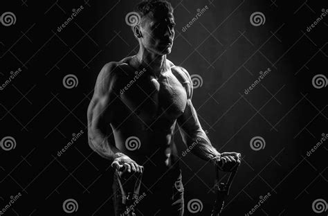 Man Exercising Suspension Training Trx Muscular Man Doing Suspension