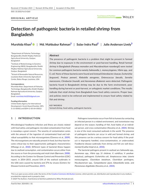 Pdf Detection Of Pathogenic Bacteria In Retailed Shrimp From Bangladesh