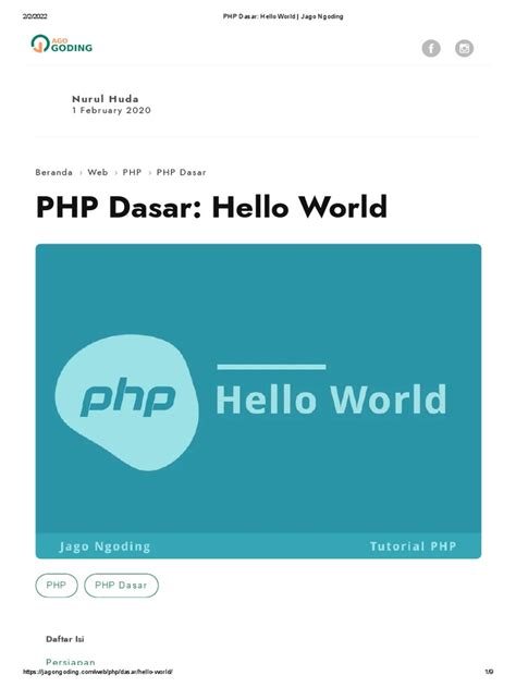 Php Dasar Hello World Jago Ngoding Pdf