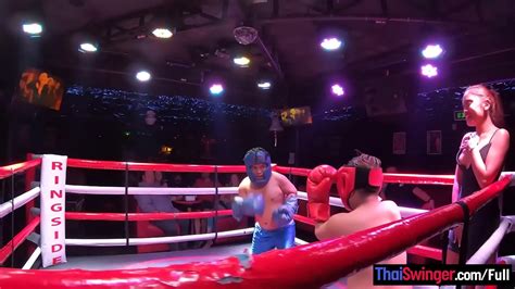 Thai Ring Girl Refereed Two Midgets Fighting And Got A Big Cock