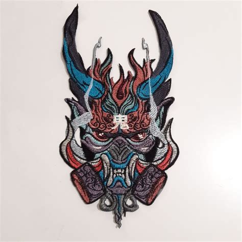 Cyberpunk Oni Demon Patch Embroidered Patch Sew On Etsy