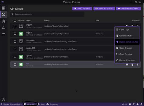 podman desktop integration with microshift in a rhel virtual machine