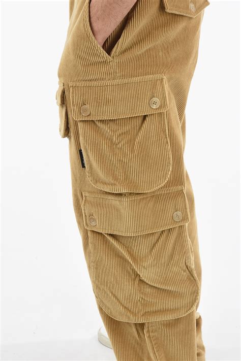 Palm Angels Ankle Drawstring Corduroy Cargo Pants Men Glamood Outlet