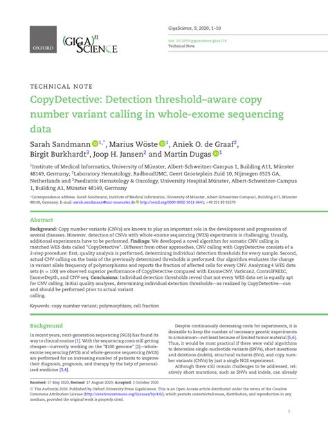 Pdf Copydetective Detection Thresholdaware Copy Number Variant
